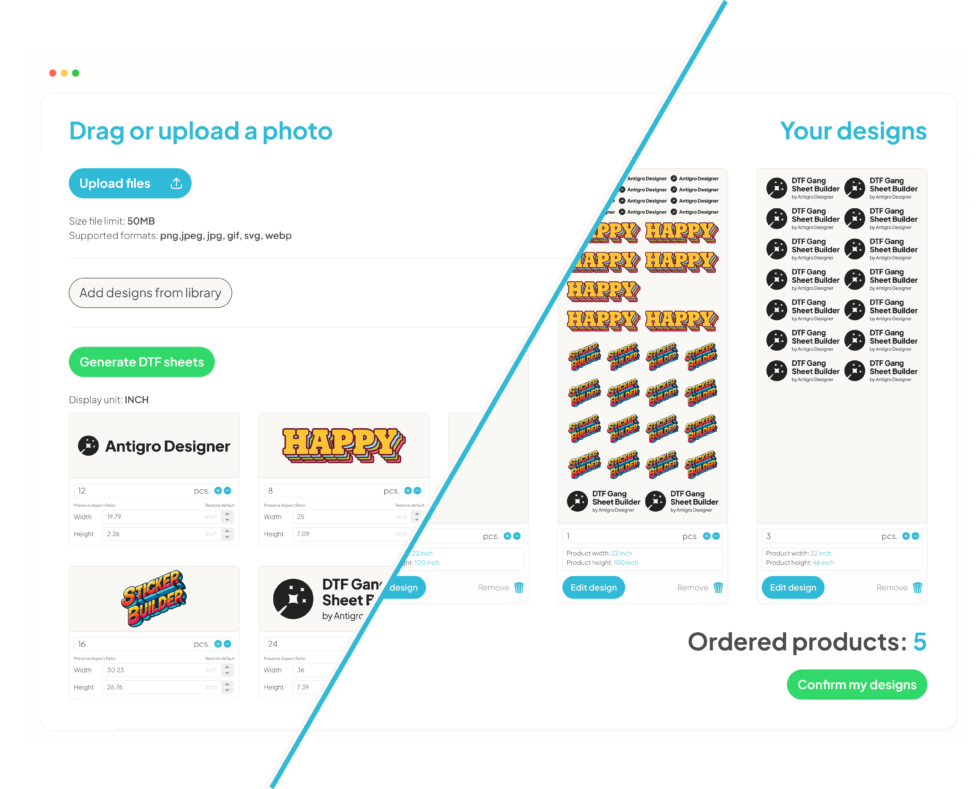 DTF Gang Sheet Builder Application by Antigro Designer